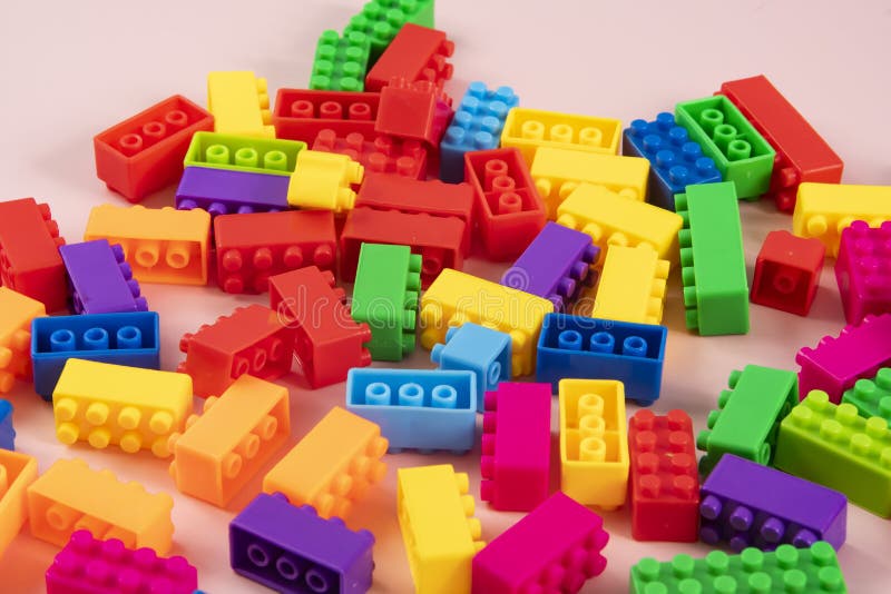 Colorful Plastic Building Block Patterns Isolated. Toy for Children ...