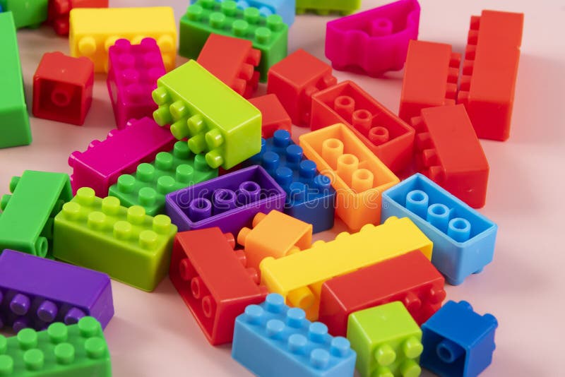 Colorful Plastic Building Block Patterns Isolated. Toy for Children ...