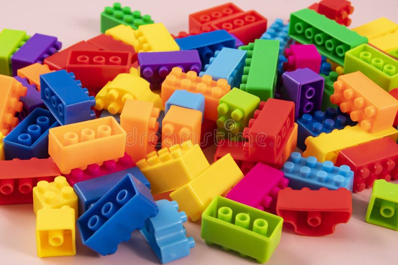 Colorful Plastic Building Block Patterns Isolated. Toy for Children ...