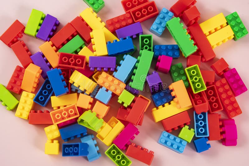 Colorful Plastic Building Block Patterns Isolated. Toy for Children ...