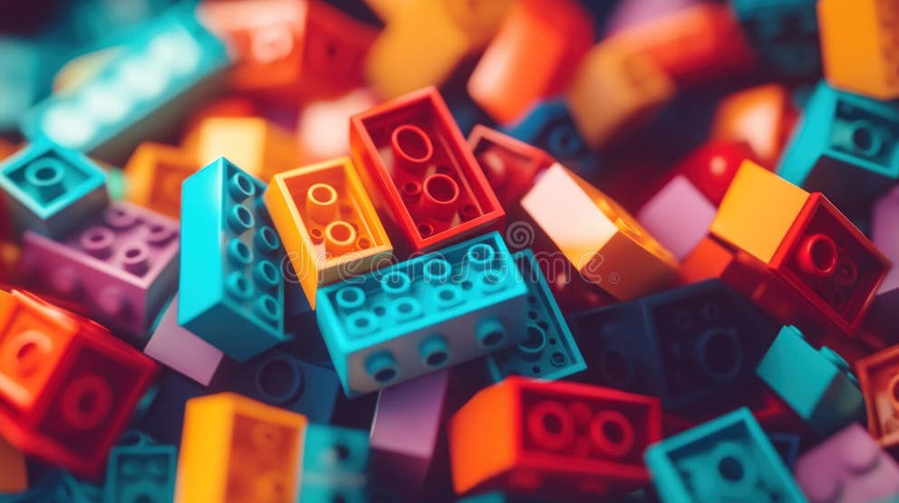 Colorful Plastic Building Blocks Scattered Stock Illustration ...