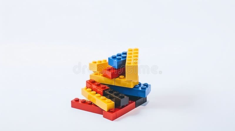 Colorful Plastic Building Blocks Arranged Creatively on White ...