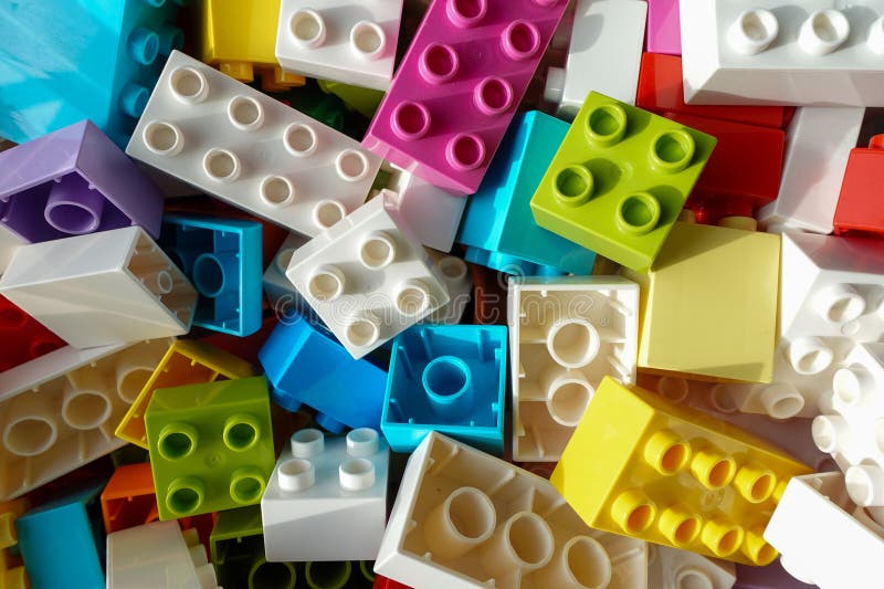 Colorful Plastic Building Blocks Pile Stock Image - Image of ...
