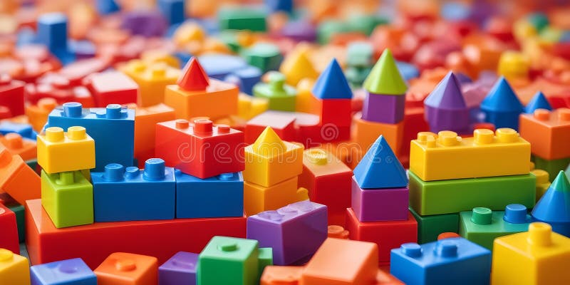 Colorful Plastic Building Blocks in Various Shapes and Sizes, Creating ...