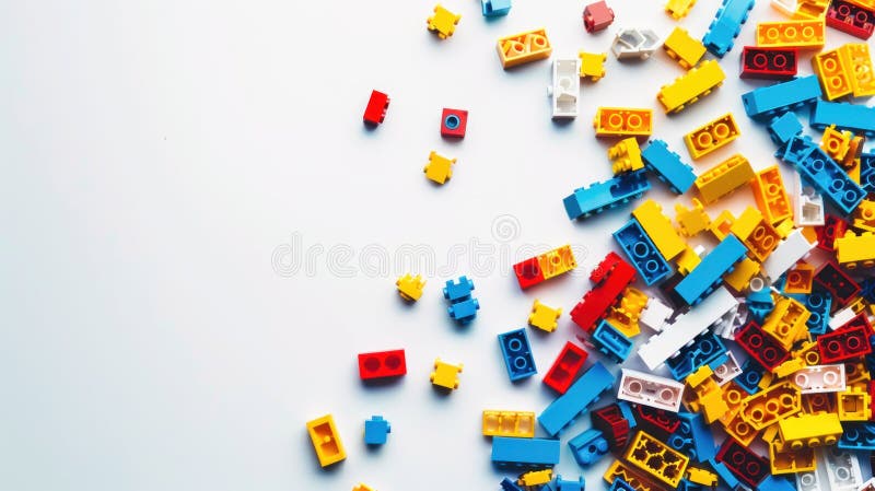 Colorful Plastic Building Blocks on White Background. Generative Ai ...