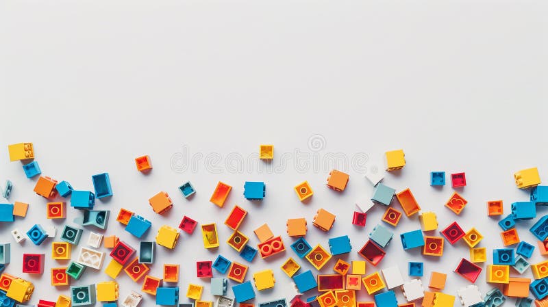 Colorful Plastic Building Legos Blocks Scattered on a White Background ...