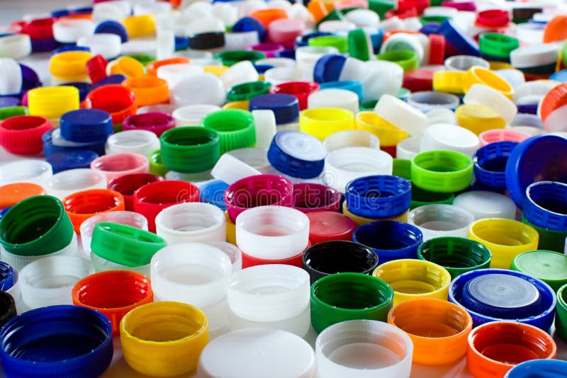 Colorful plastic caps stock image. Image of bottle, recyclable - 57187975
