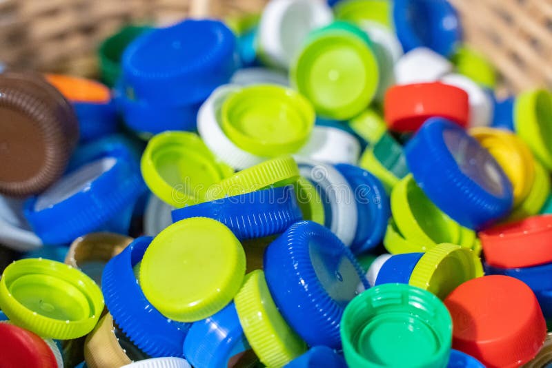 Colorful Plastic Caps Ready for Recycling Stock Image - Image of ...