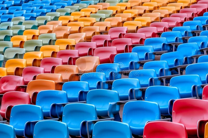 Colorful Plastic Chairs in a Stadium. Background for Design Stock ...
