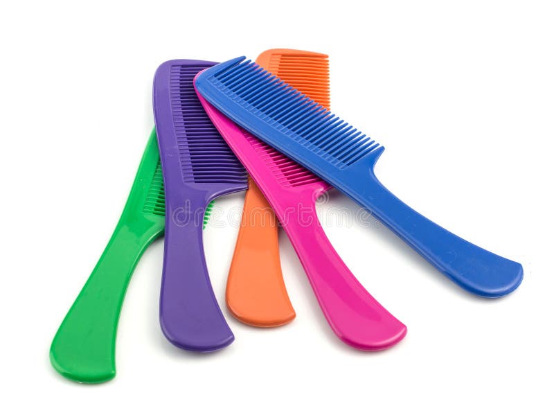 Colorful Plastic Comb Isolated On White Stock Image - Image of hair ...