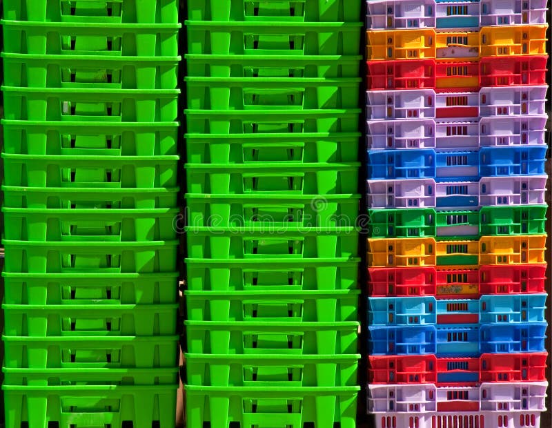 Colorful Plastic Containers. Stock Image - Image of outdoors, texture ...