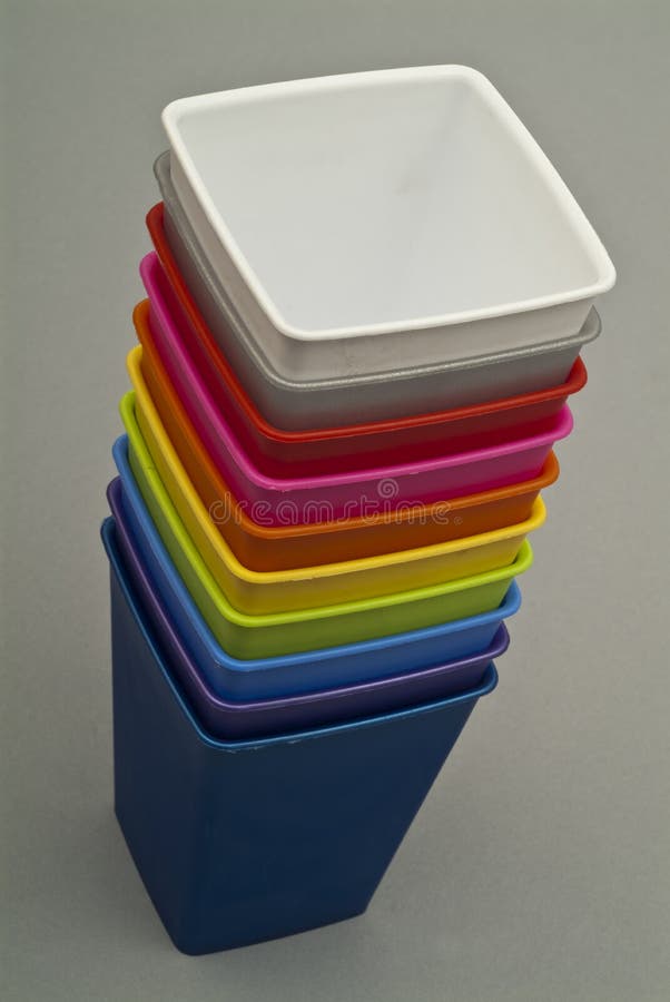 Colorful Plastic Containers Stock Photo - Image of party, food: 77233744
