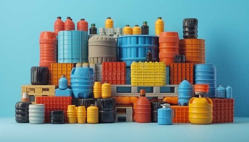 Colorful Plastic Containers Stacked in an Arrangement Stock Image ...