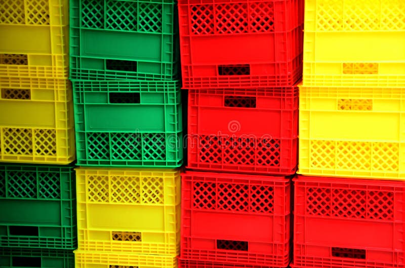 Colorful plastic crates. stock image. Image of colorful - 26881689