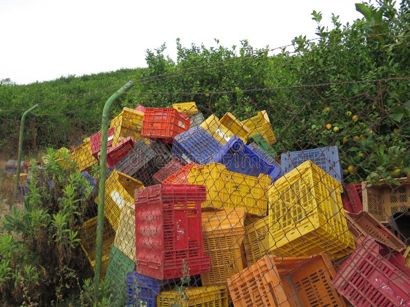 Colorful plastic crates stock image. Image of colorful - 93541227