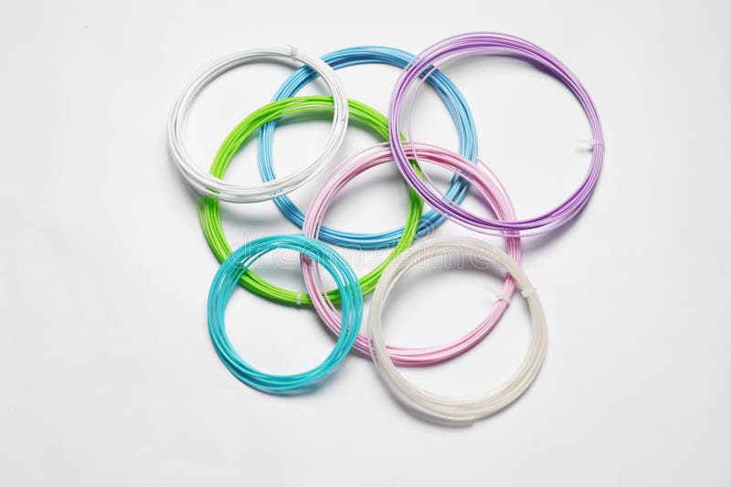 Colorful Plastic Filaments for 3D Pen on White Background, Flat Lay ...