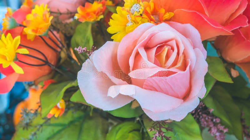 Colorful of the Plastic Flowers Stock Image - Image of fabric, color ...