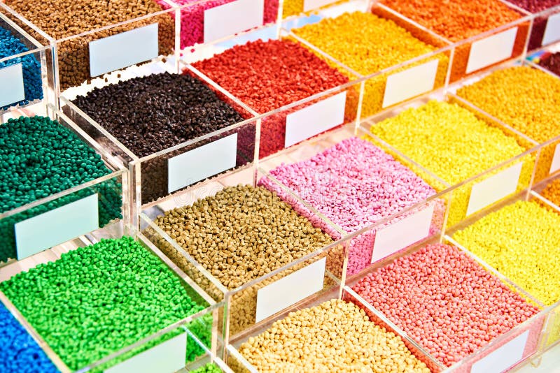 Colorful Plastic Granular Polymer Stock Photo - Image of blue, particle ...