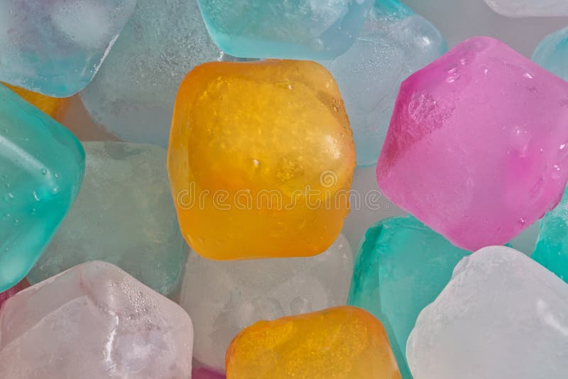 Colorful Plastic Ice Cube Blocks, Closeup Abstract Background. Stock ...