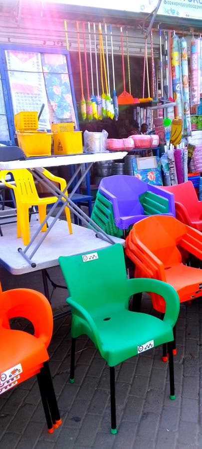 Colorful Plastic Kids Chairs and Tables for Sale Editorial Stock Photo ...