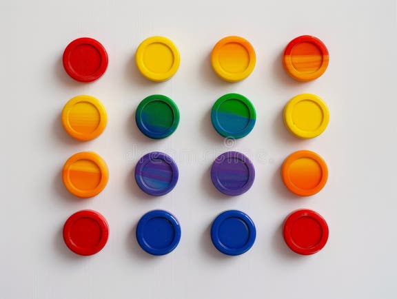 Colorful Plastic Lids in a Grid Stock Illustration - Illustration of ...