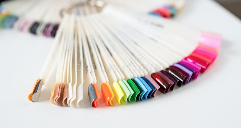 Colorful Plastic Nail Tips on the Table in Manicure Salon Stock Image ...