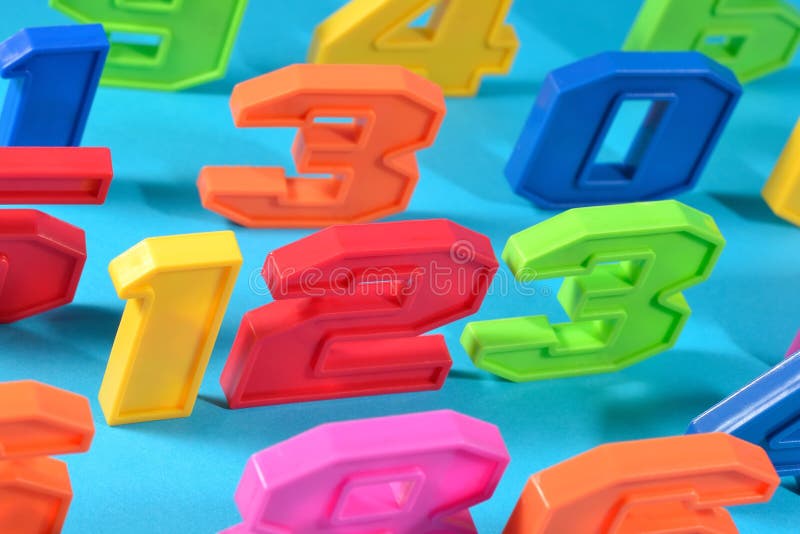 Colorful Plastic Numbers 123 on a Blue Background Stock Photo - Image ...
