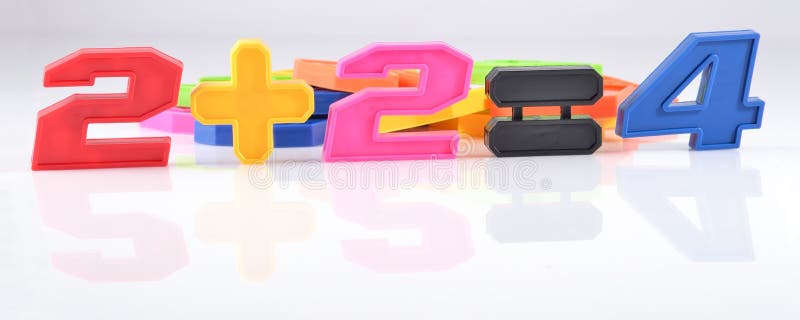 Colorful Plastic Numbers. Two Plus Two is Four. Stock Photo - Image of ...