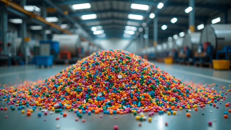 Colorful Plastic Pellets on Factory Floor Ready for Processing Stock ...