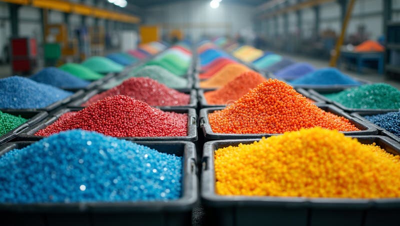 Colorful Plastic Pellets in Massive Containers for Molding in a Clean ...