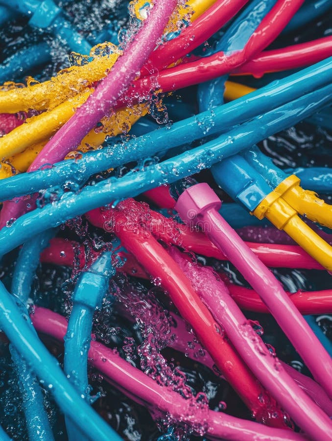 Colorful Plastic Pipe in Water Stock Photo - Image of droplets, rainbow ...