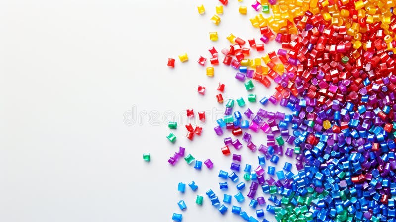 Colorful Plastic Polymer Granules on White Background. Generative Ai ...