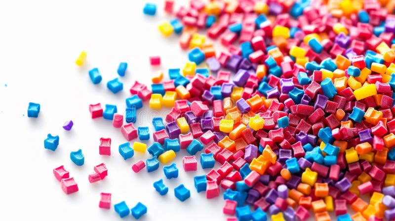 Colorful Plastic Polymer Granules on White Background. Generative Ai ...