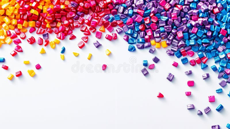 Colorful Plastic Polymer Granules on White Background. Generative Ai ...