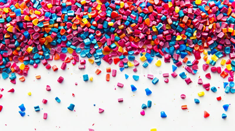 Colorful Plastic Polymer Granules on White Background. Generative Ai ...