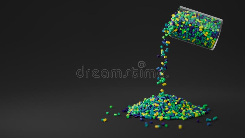 Colorful Plastic Polypropylene Granules Pouring from the Glass on a ...