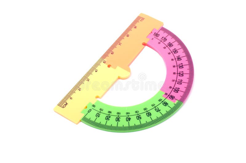 Colorful Plastic Protractor in Different Color Isolated Stock Image ...