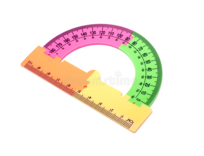 Colorful Plastic Protractor in Different Color Isolated Stock Image ...
