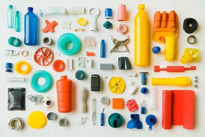 Colorful Plastic Recycling Composition Flat Lay of Assorted Plastic ...