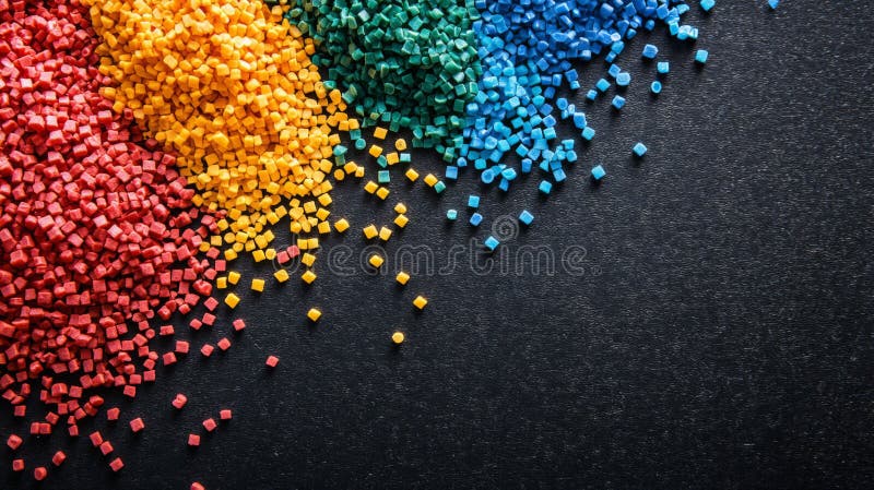 Colorful Plastic Resin Granules on Black Background Stock Illustration ...
