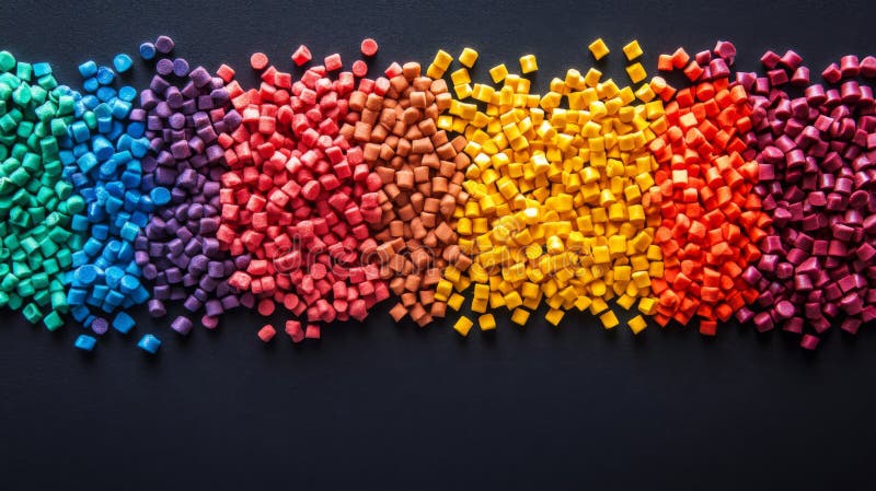Colorful Plastic Resin Granules on Dark Background Stock Illustration ...