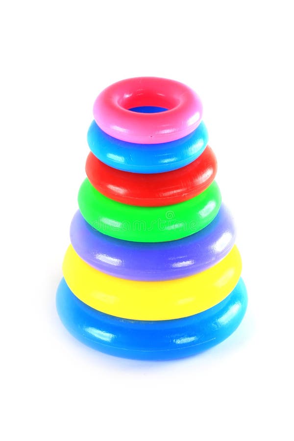 Colorful Plastic Ring Tower Stock Image - Image of education, white ...