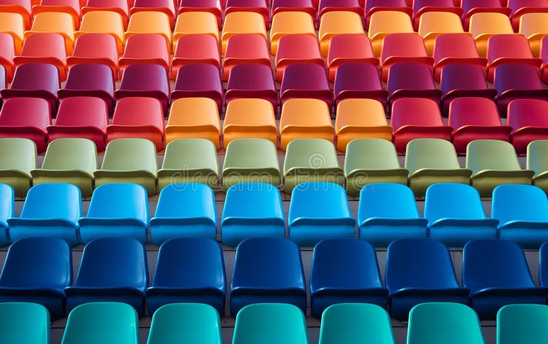 Colorful Plastic Seats in a Stadium Stock Photo - Image of public ...
