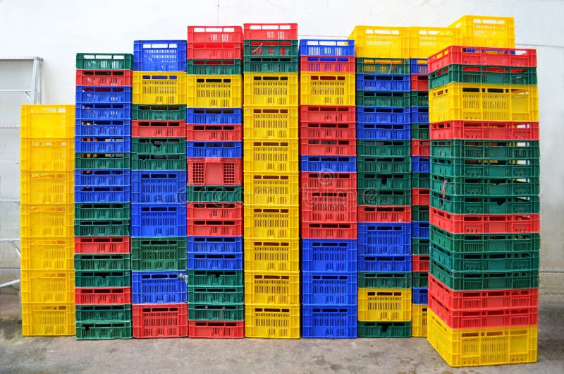 Bright Colorful Plastic Boxes. Stock Image - Image of color, background ...
