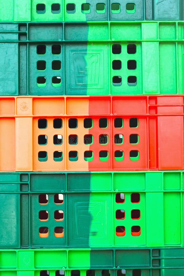 Colorful Plastic - Stacked Packing Containers. Stock Photo - Image of ...