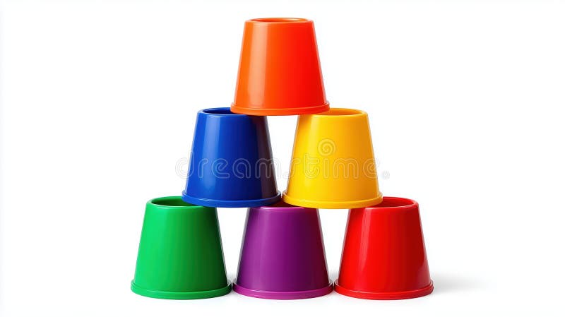 Stacking Cups Toy. Colorful Plastic, Six Pieces, Early Learning and ...