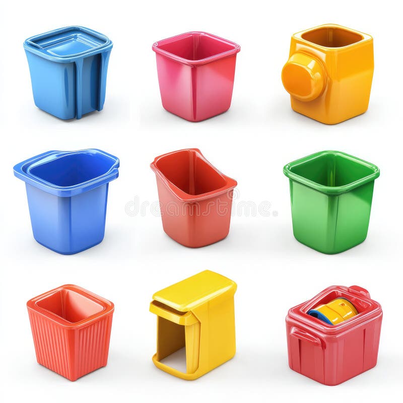 Collection of Colorful Plastic Storage Bins, Containers and Boxes Stock ...
