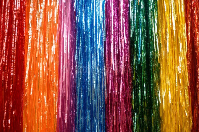 Colorful Plastic Strips Hanging Down, Creating a Vibrant Backdrop ...