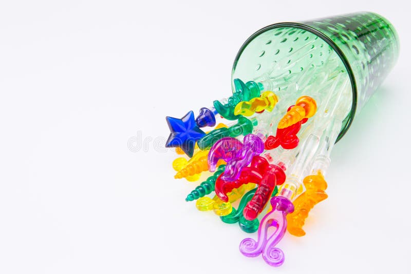 Color Plastic Swizzle Sticks Spilled Glass Stock Photos - Free ...
