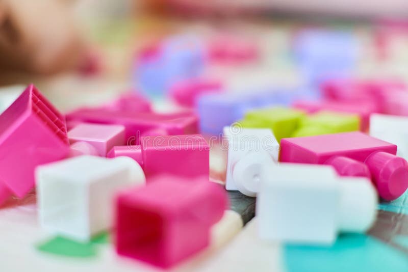 Colorful Plastic Toy Blocks on the Floor Stock Photo - Image of brick ...